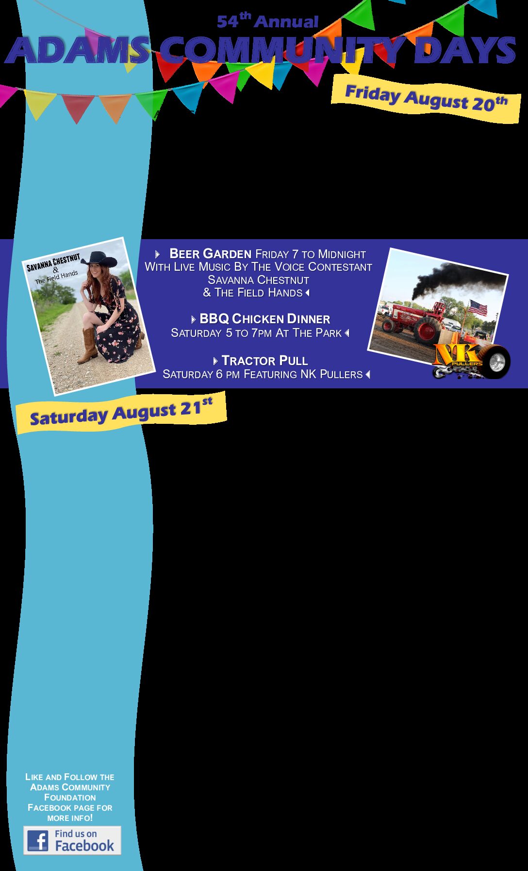 Community Day Flyer 2021 FINAL | Village of Adams, Nebraska